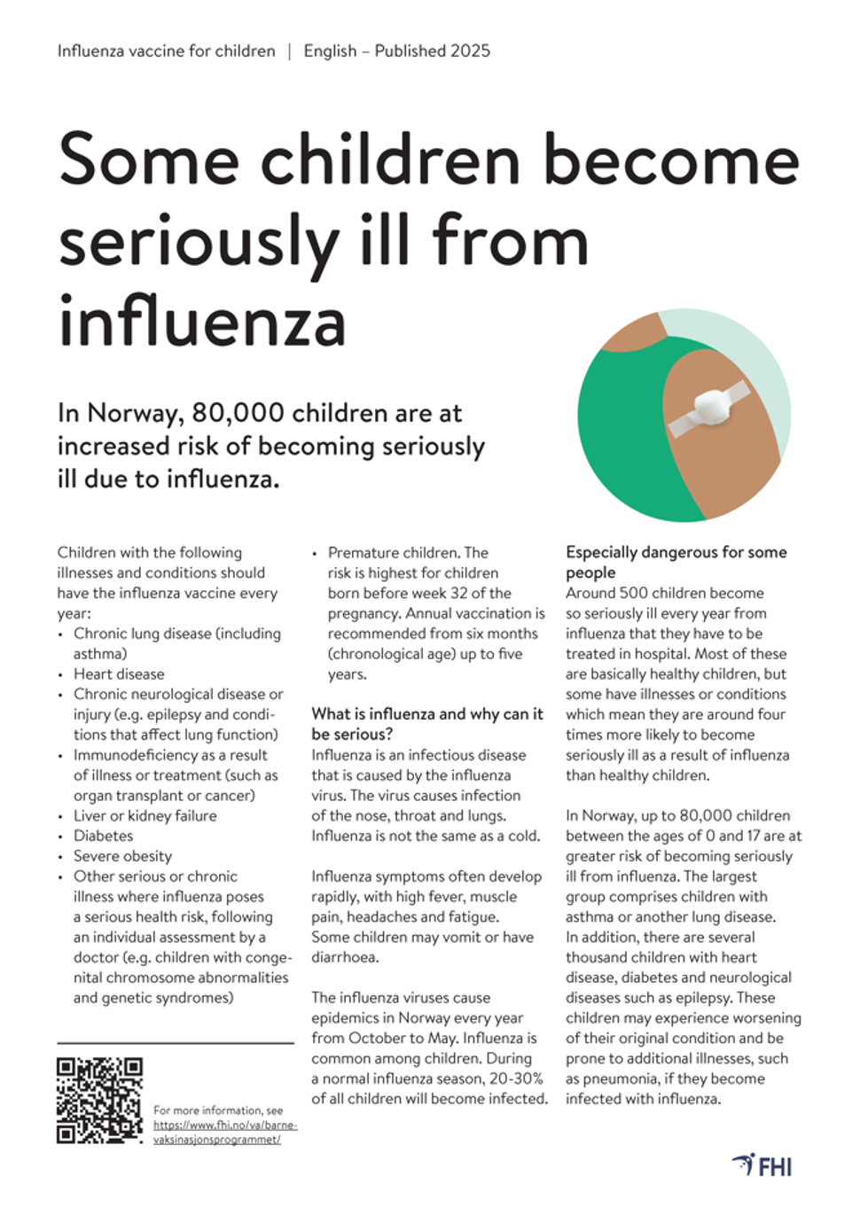 Influenza vaccine for children in risk groups - NIPH